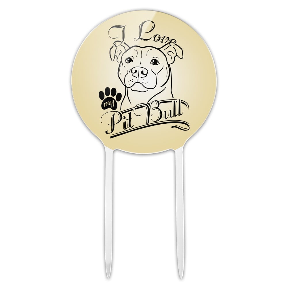 Acrylic I Love My Pit Bull Cake Topper Party Decoration for Wedding ...