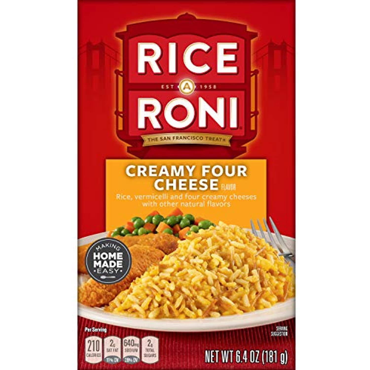 Quaker Rice-A-Roni Creamy Four Cheese-12 Pack, 6.4 Ounce (Pack Of 12 ...