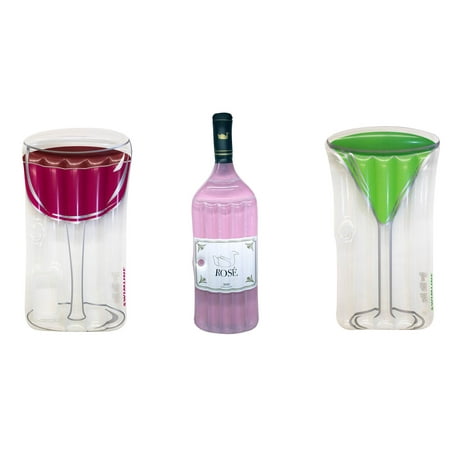 Swimline Inflatable Wine Bottle and Cocktail Drinks Adult Pool Float ...