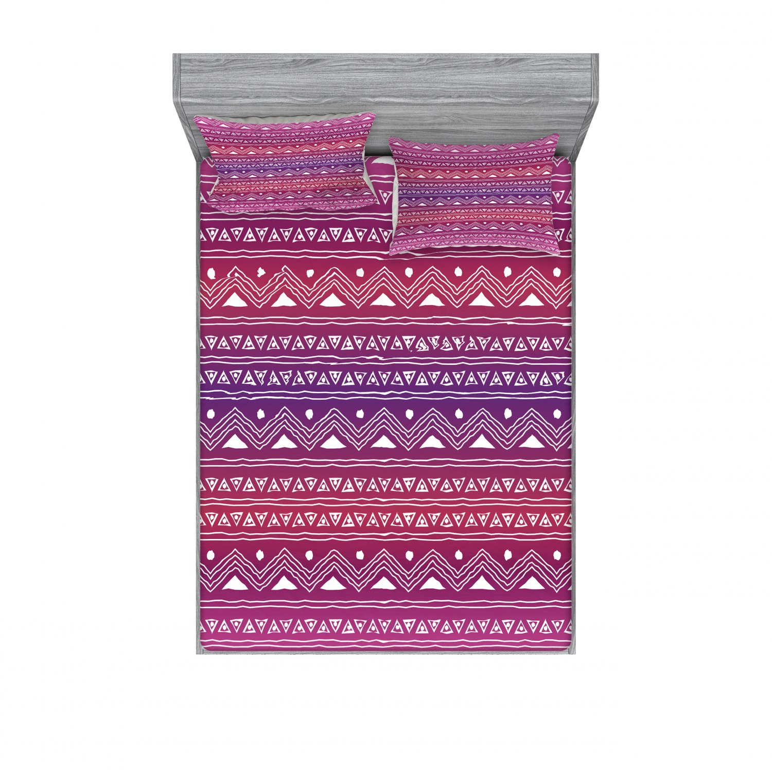 Tribal Bedding Set with Sheet & Covers, Geometric Pattern with Motifs ...