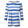 3/4 Sleeve Shirts for Women Spring Striped Crewneck Business Casual ...