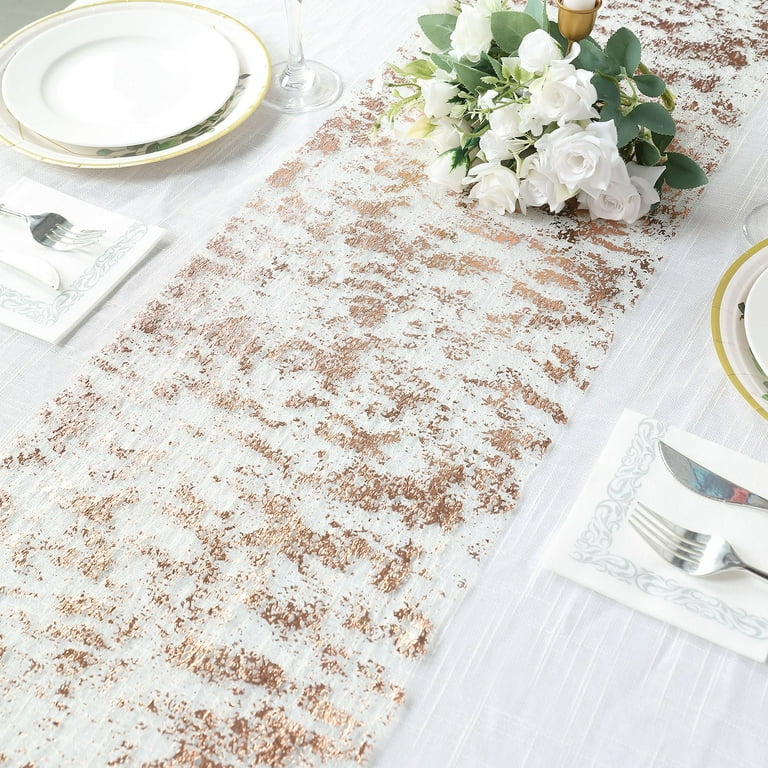 Gold And White Chevron Table Runner