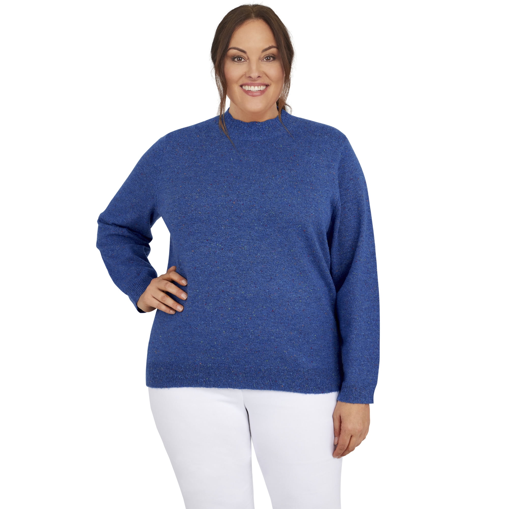 Alfred Dunner Womens Plus-Size Classic Cashmelon Mock Neck Sweater ...