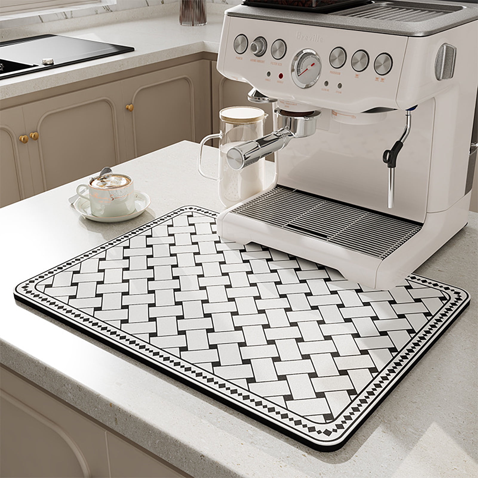 Coffee Maker Mat - Super Absorbent - Quick Drying - Geometric Print ...