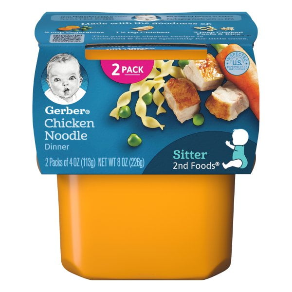 (2 Pack) Gerber Stage 2, Chicken Noodle Baby Food, 1 Tub - Walmart.com ...