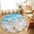 Abstract Gradient Area Rugs 4' (Round) Beach Teal Water Ripple Starfish ...