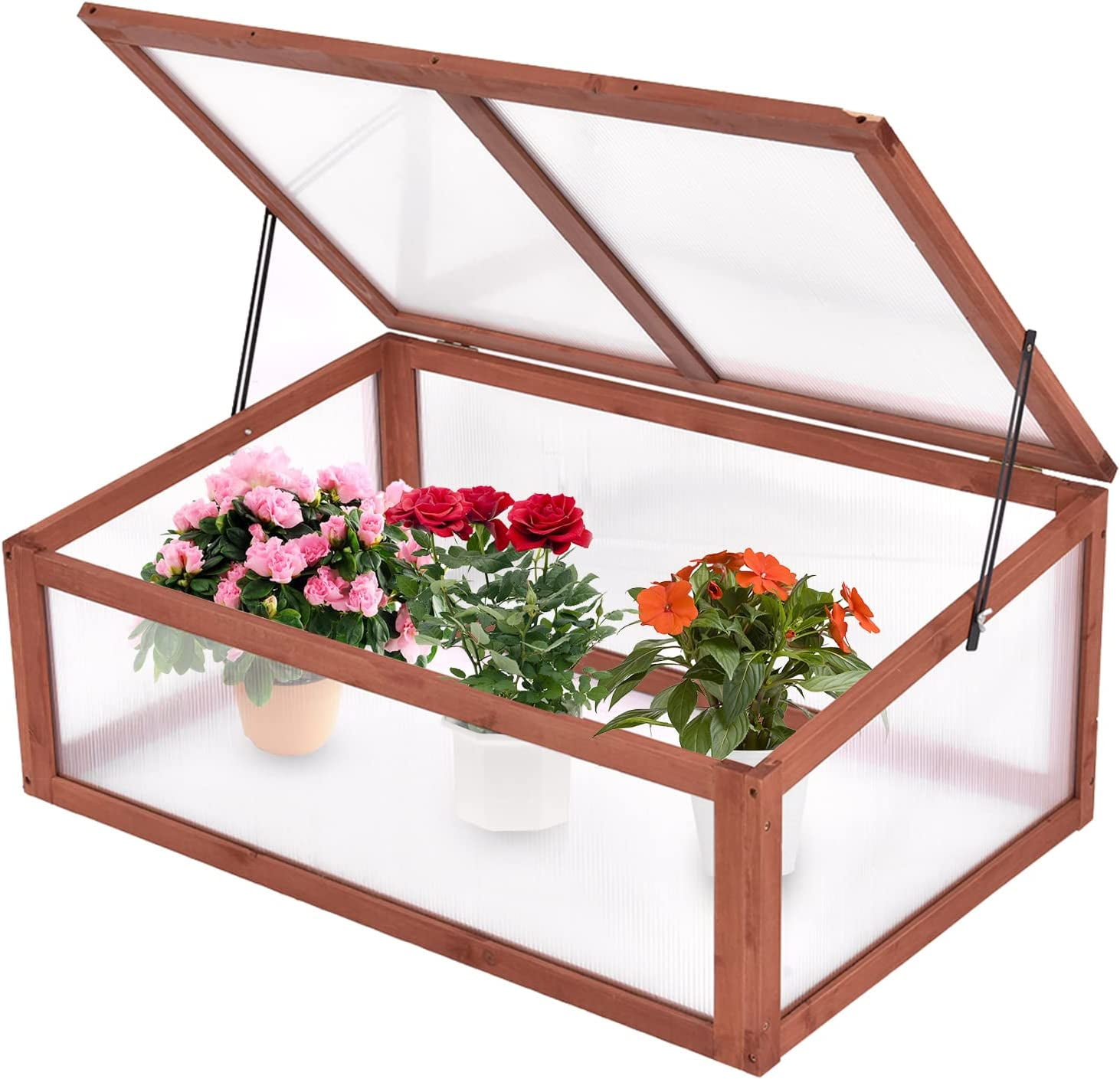 Costway Mini Invernadero de Madera Jardín Vivero Casero Planta Cultivo ...