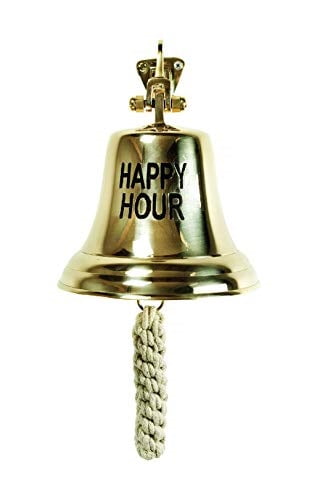 Large Solid Brass HAPPY HOUR Bartenders Bell - Walmart.com