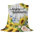 Enjoy Summer Sunflower Rose Fleece Throw Blanket Country Farm Flower ...
