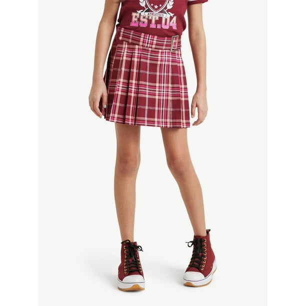 Justice Girls Faux Wrap Plaid Skirt, Sizes XS-XLP - Walmart.com