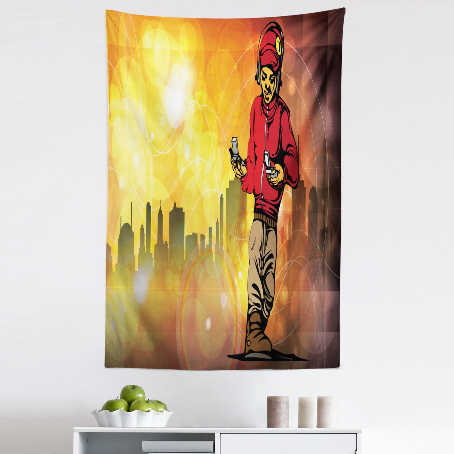 Hip Hop Tapestry, Rap Music and Dance Themed Image a Rapper Guy City ...