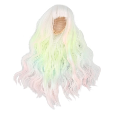 1/6 Ball Jointed Doll Wig Ice Cream Gradient Color Lifelike Doll Curly ...
