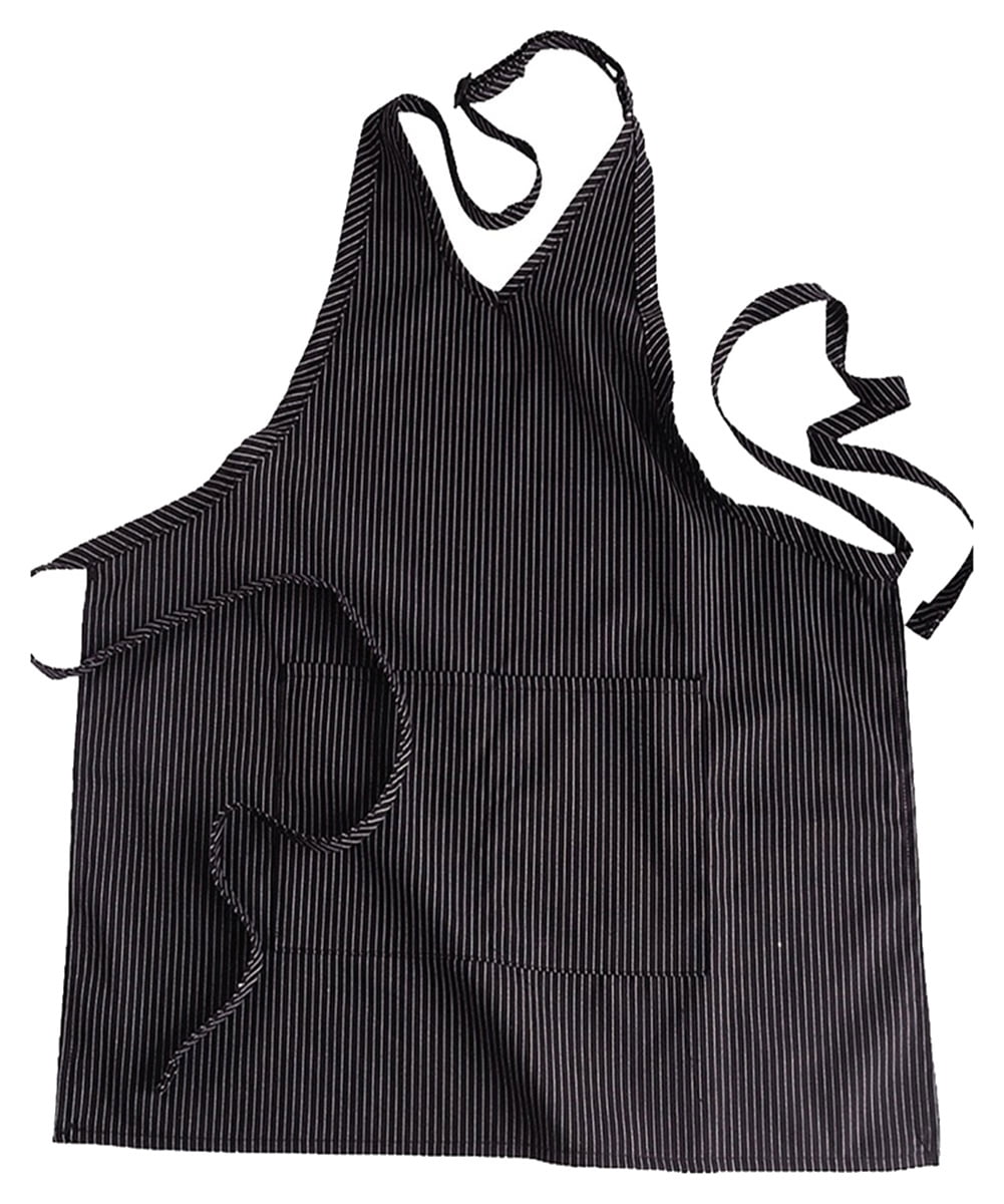 Ed Garments V-Neck Patch Pocket Bib Apron, BLACK STRIPE, One Size ...