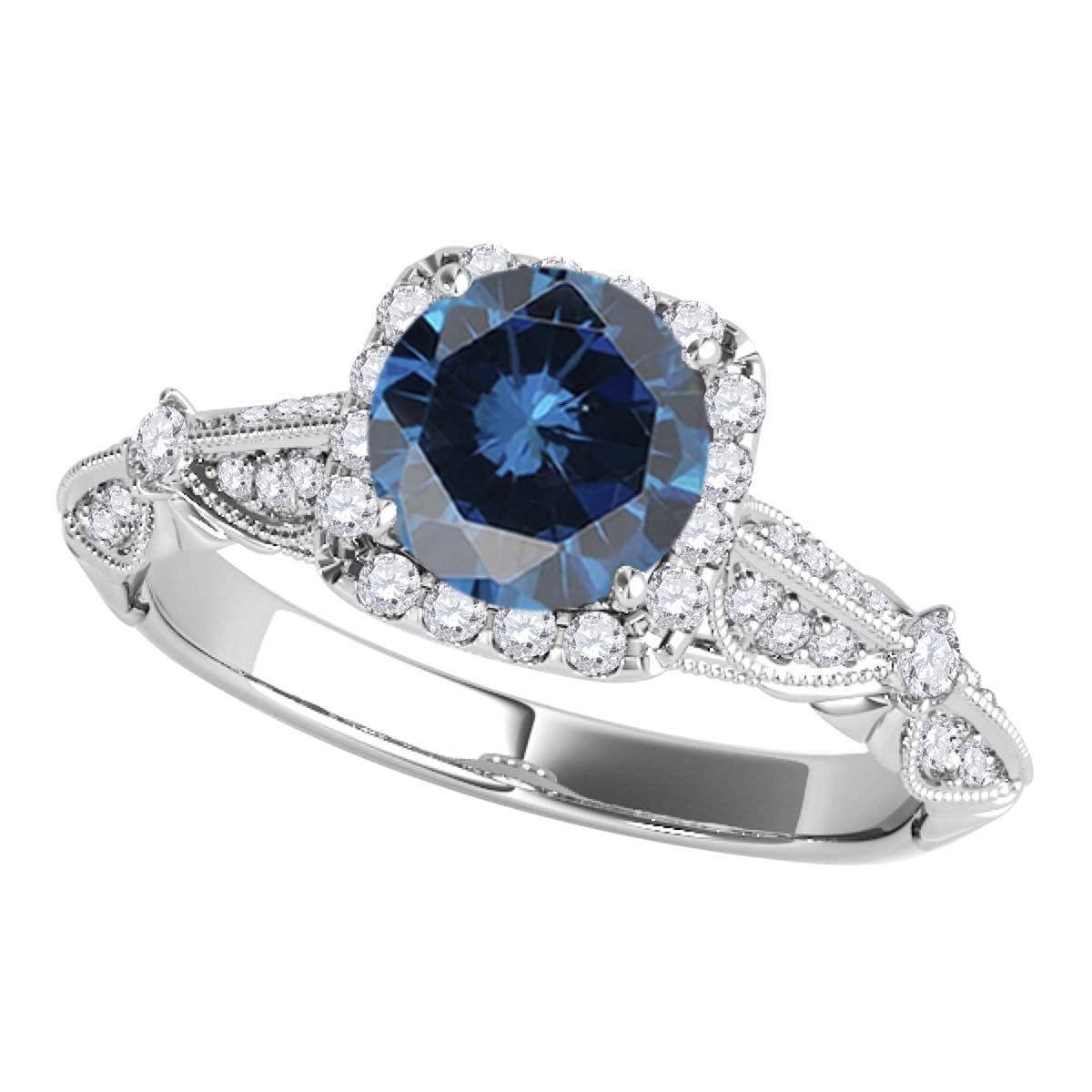 Mauli Jewels Engagement Rings For Women 1 30 Carat Halo Blue Diamond
