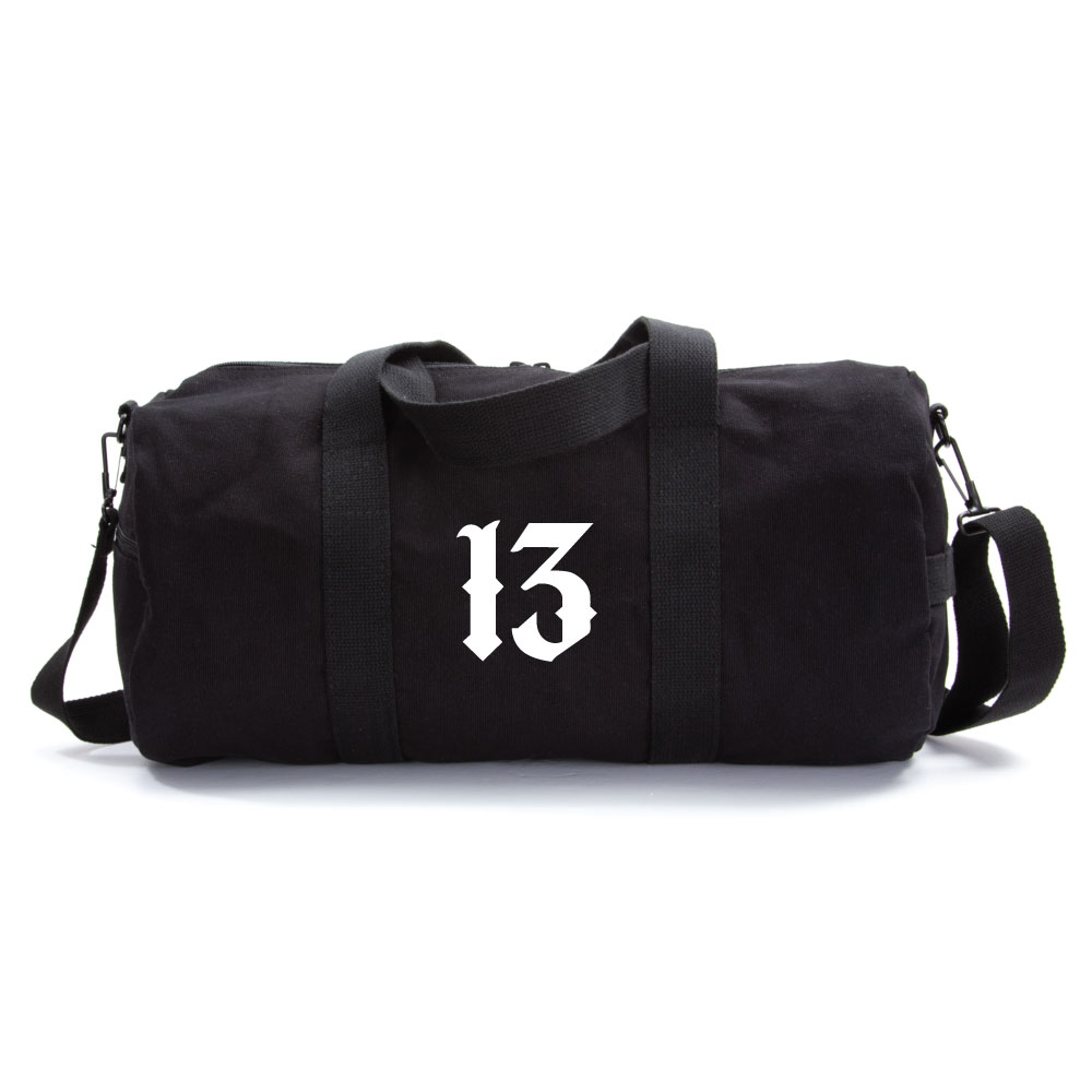 Lucky Number 13 Army Sport Heavyweight Canvas Duffel Bag in Black ...