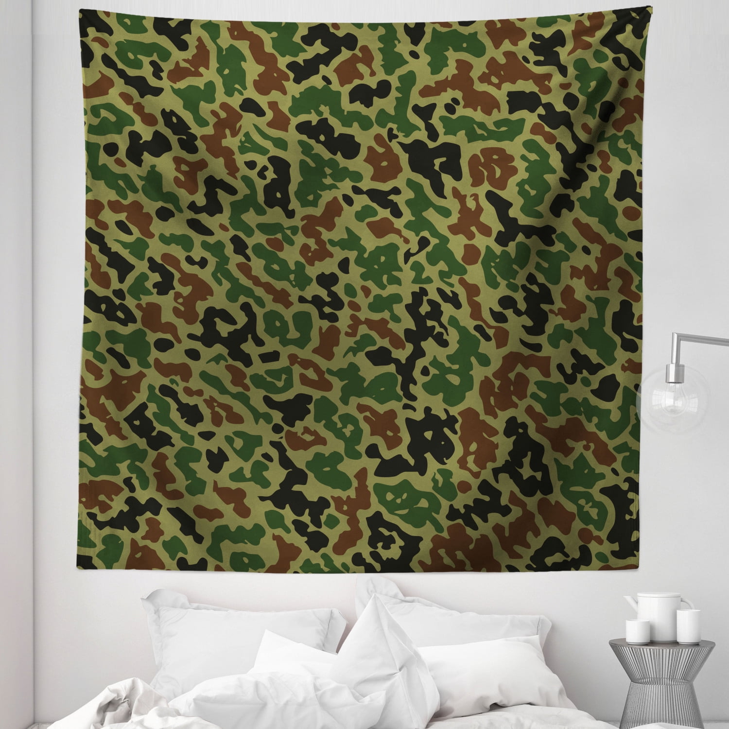 Camo Tapestry, Summer Camouflage Pattern Grungy Texture Hidden in ...