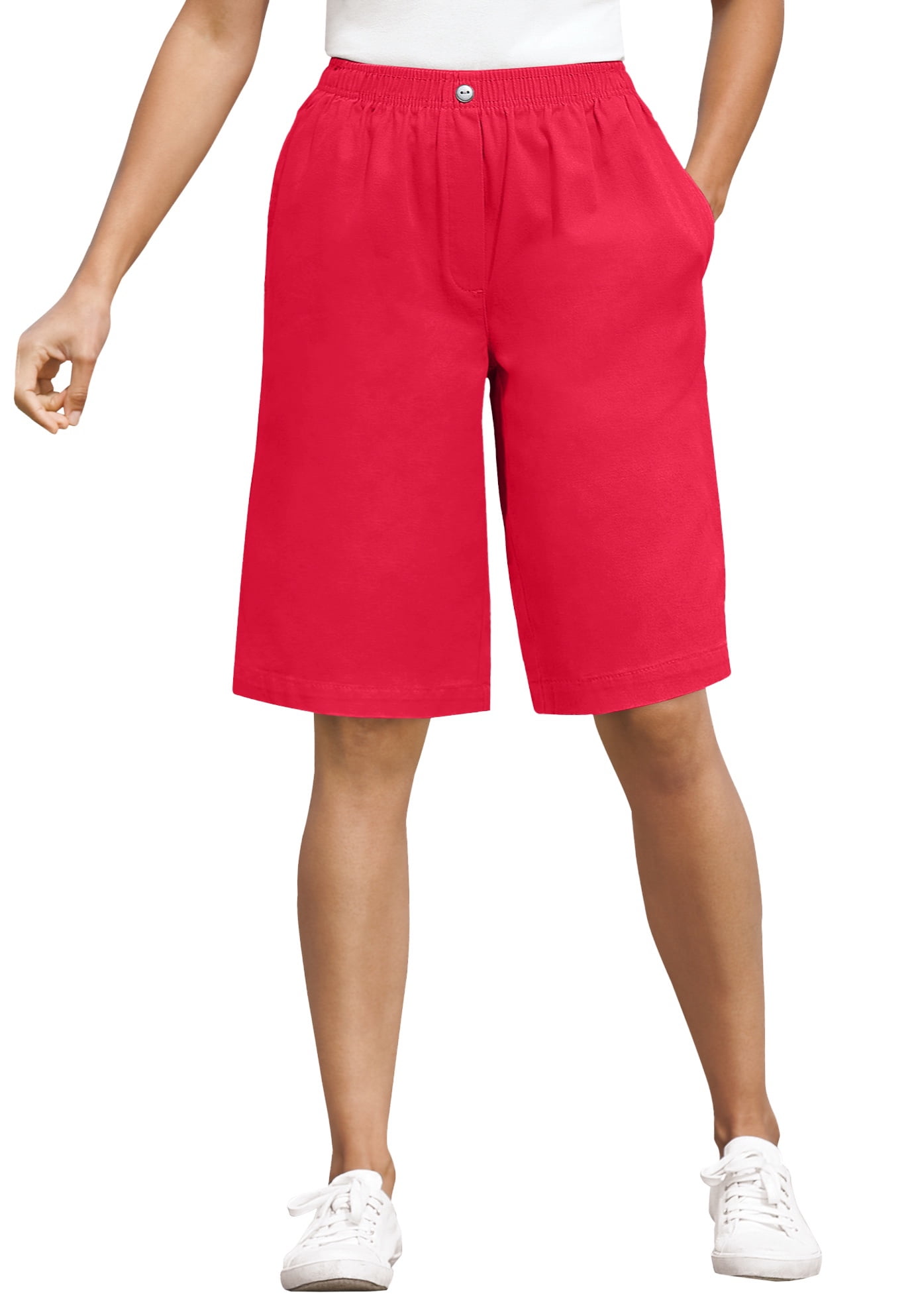 Woman Within Womens Plus Size Elastic Waist Cotton Short Short