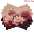 4pcs set Rectangle placemats,Pink and red lotuses pattern Flax table ...