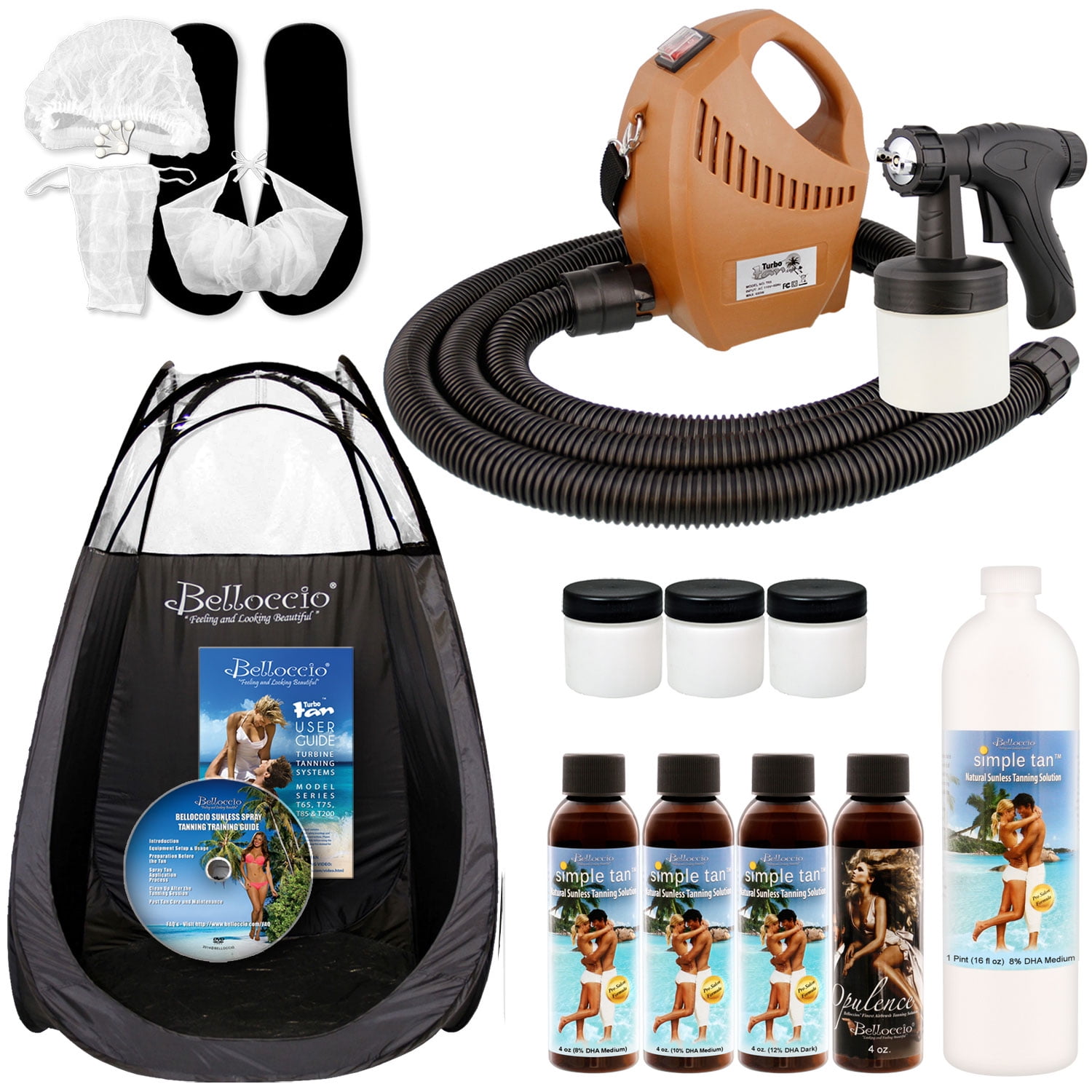Deluxe Sunless Airbrush SPRAY TANNING SYSTEM Pt Simple Tan 8% Solution ...