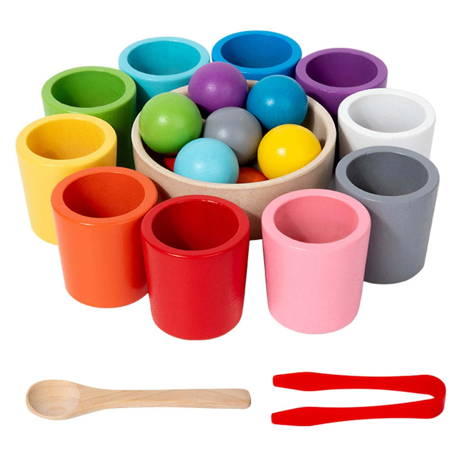 Click here for Eky Ball In Cup Montessori Toy wooden Rainbow Colo... prices