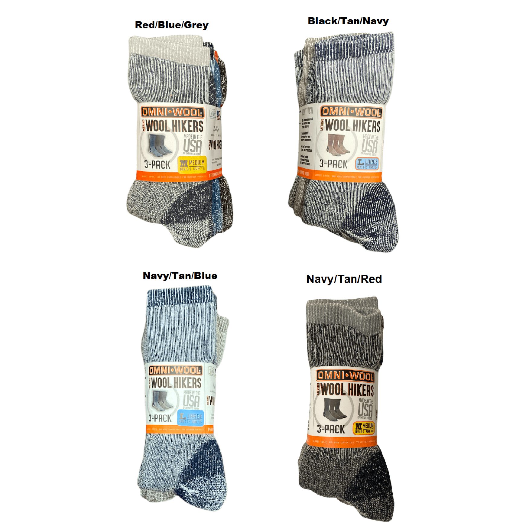 Omni Wool Unisex Merino Wool Multi-Sport Warm Hikers Hunting Socks, 3 ...