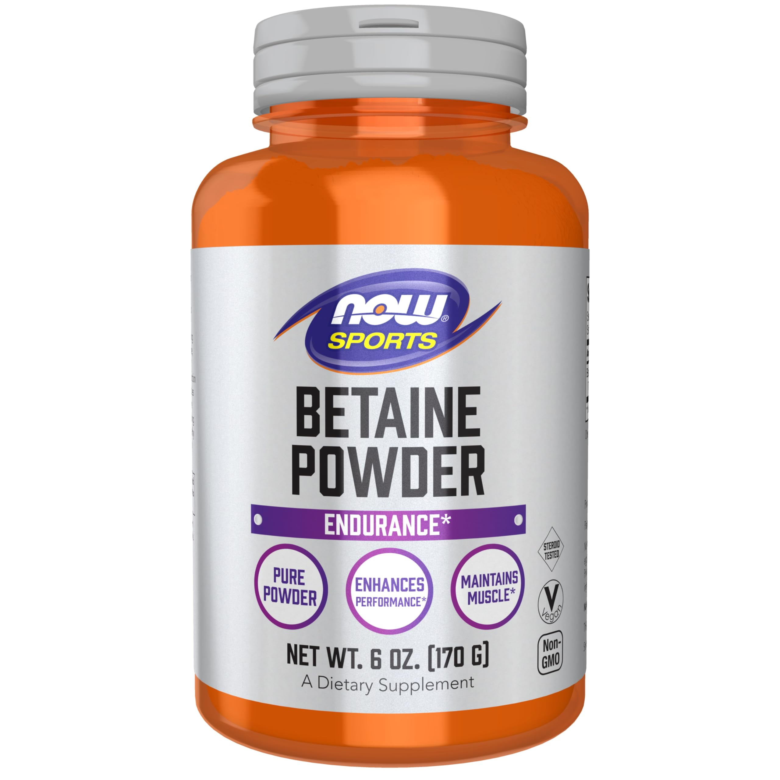Suplemento NOW Betaína en polvo, 177 ml, sin OGM, vegana | Bodega ...