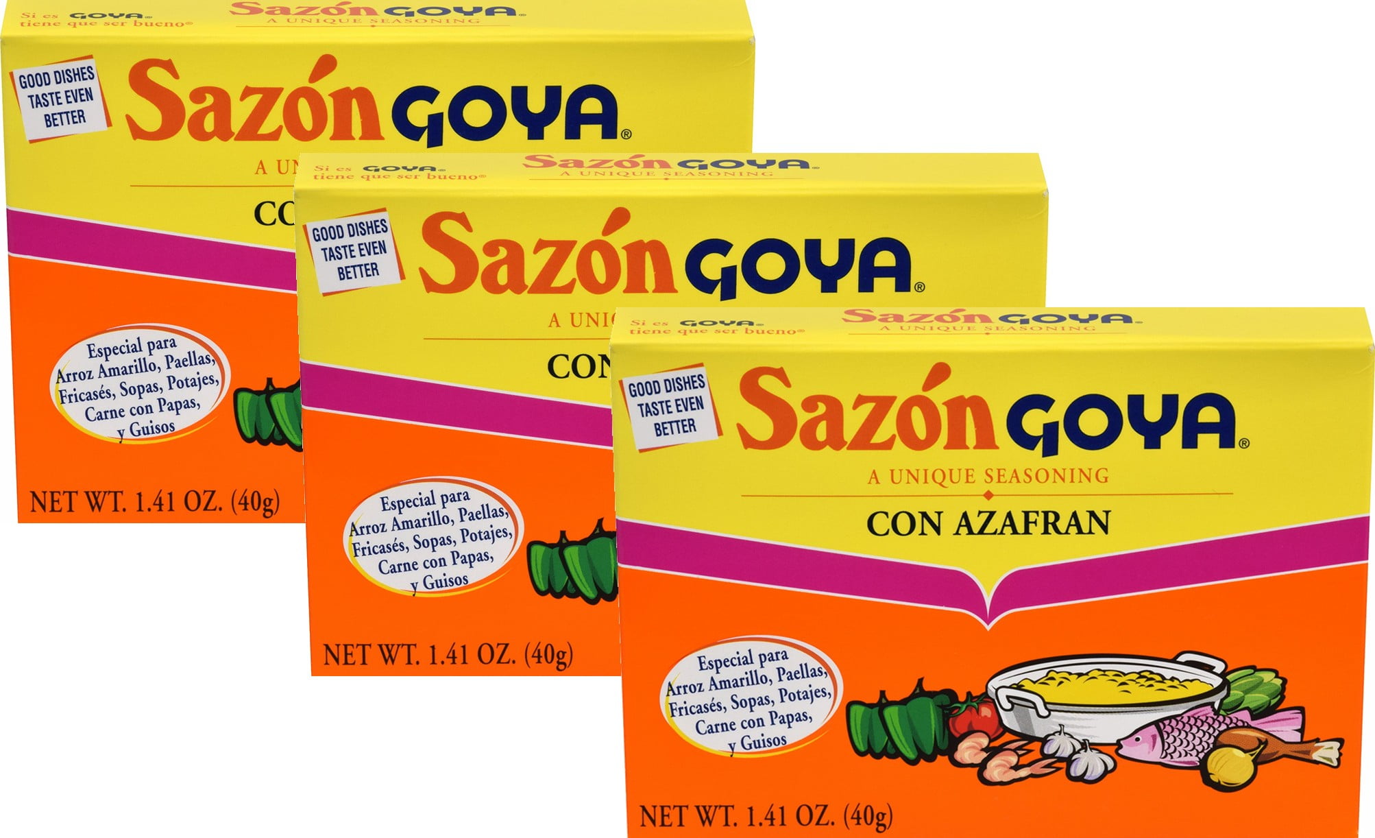 Sazon Goya with Saffron (Azafran) 1.41 oz Pack of 3 - Walmart.com