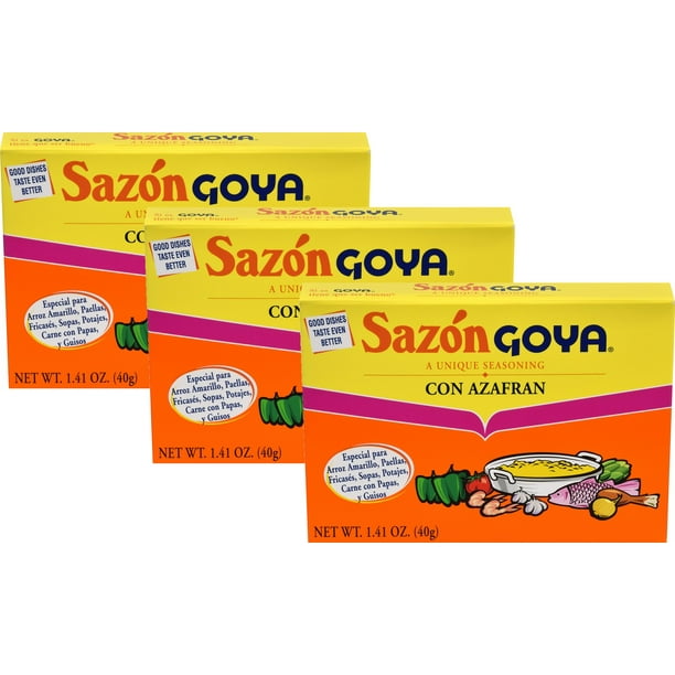 Sazon Goya with Saffron (Azafran) 1.41 oz Pack of 3 - Walmart.com ...
