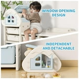 UNICOO® Kids Cream House Storage Organizer with 3-Tier Shelves, Storage ...