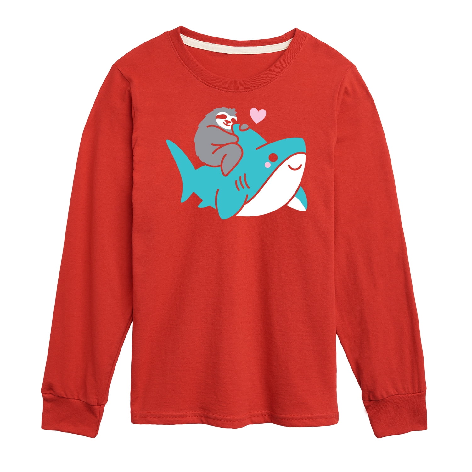 Sloth Riding Shark - Kids Long Sleeve Tee - Walmart.com