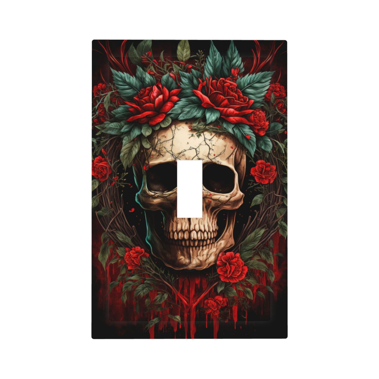 DouZhe 1-Gang Toggle Switch Wallplate, Devil Evil Skull Flowers ...