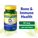Spring Valley Vitamin D3 Supplement, 50 Mcg (2,000 IU), 200 Count ...