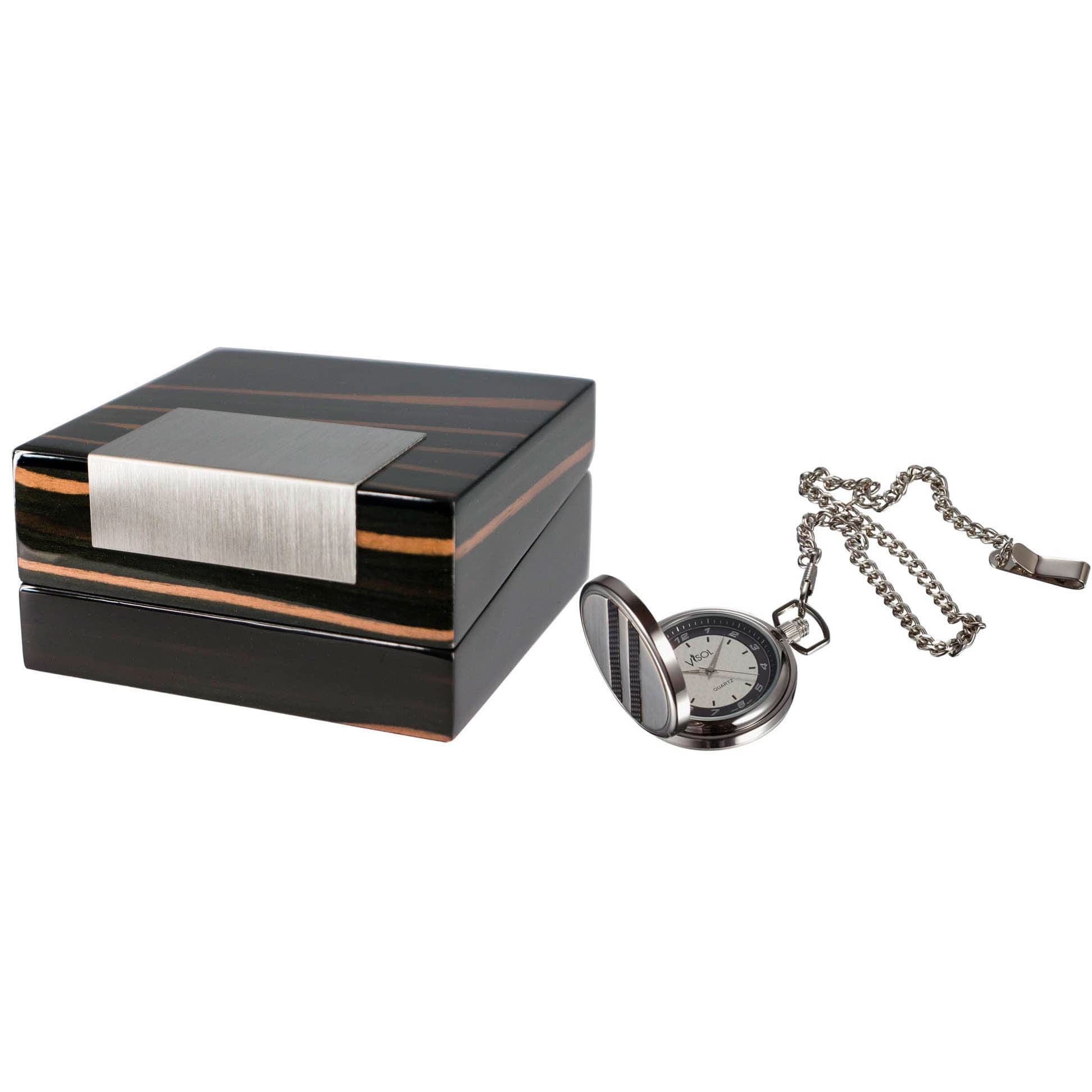 Visol Turbo White Dial Carbon Fiber Pocket Watch with Gift Box ...