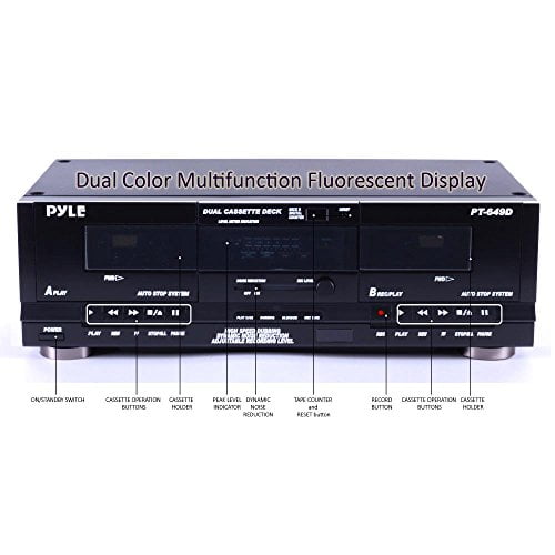 Pyle Home Dual Cassette Deck | Music Recording Device With Rca Cables ...
