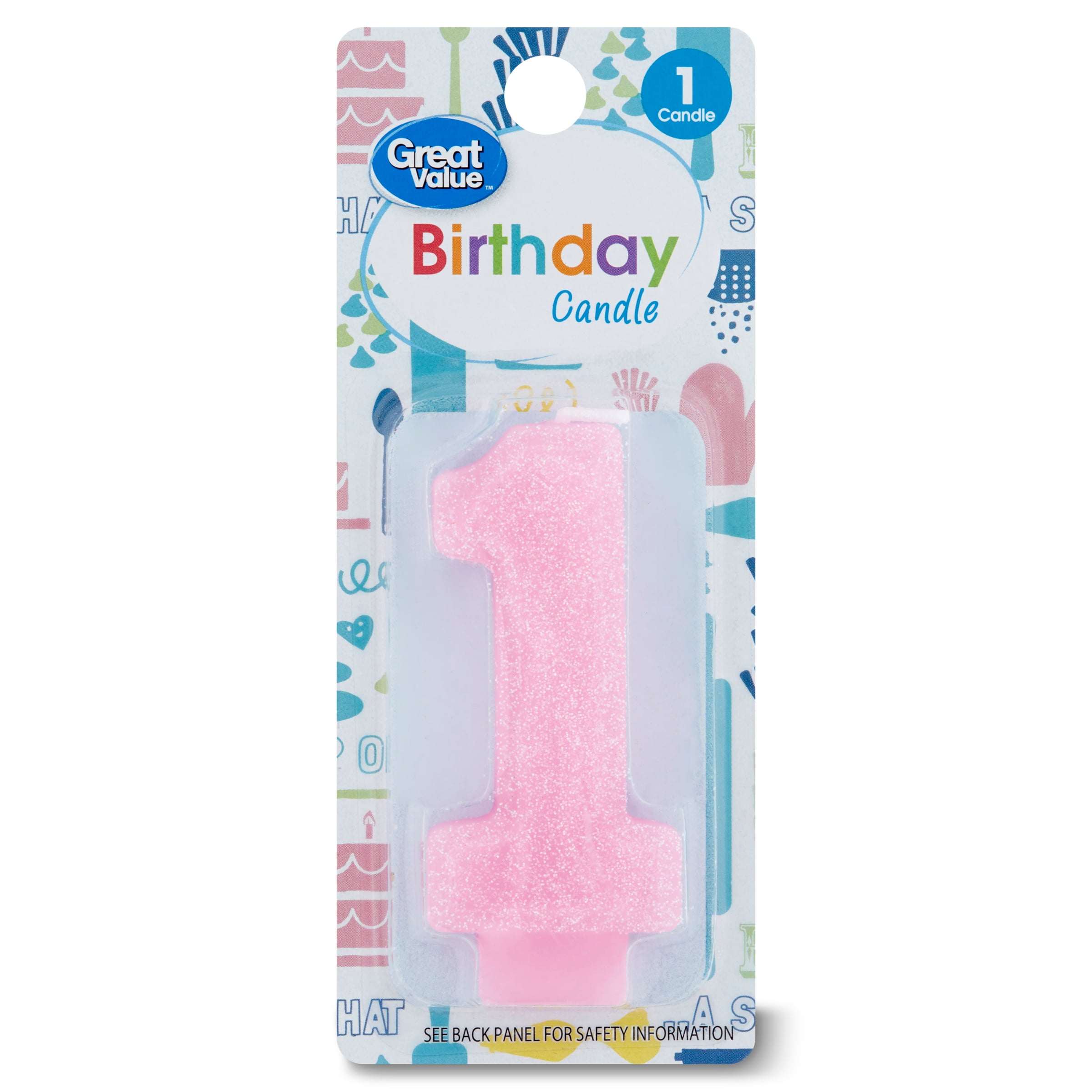Great Value Number 1 Shaped Pink Birthday Candle, 5.63" - Walmart.com