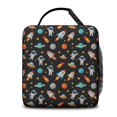 Astronaut and Rocket Black Pattern Insulated Lunch Bag Teens,Lunch Box ...