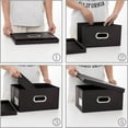 Collapsible Storage Box with Lid [3-Pack] Leather Fabric Foldable ...