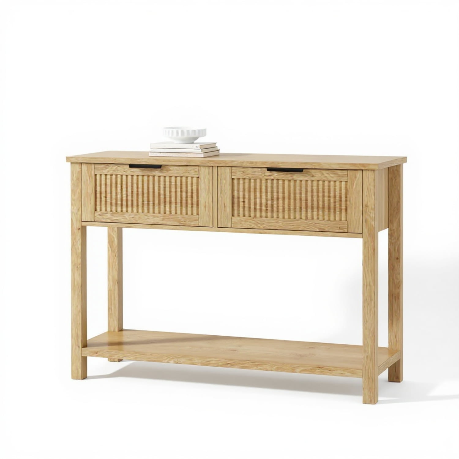 Click here for Garvee 43 Farmhouse 2-Tier Wood Console Table  Wit... prices