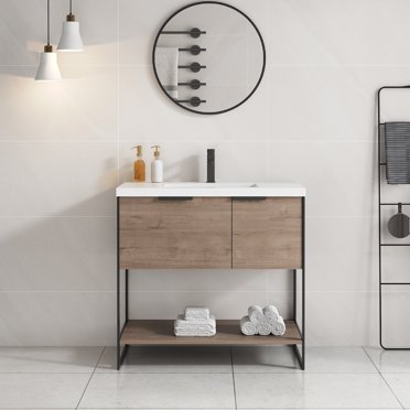 Design Element Austin 60" Vanity Base Only in Walnut - Walmart.com