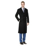 Men's Knee Length Wool Blend Three Button Long Jacket Overcoat Top Coat ...