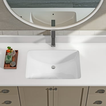 White Square Countertop Vessel Bathroom Sink 16.5" Renovator's Supply ...
