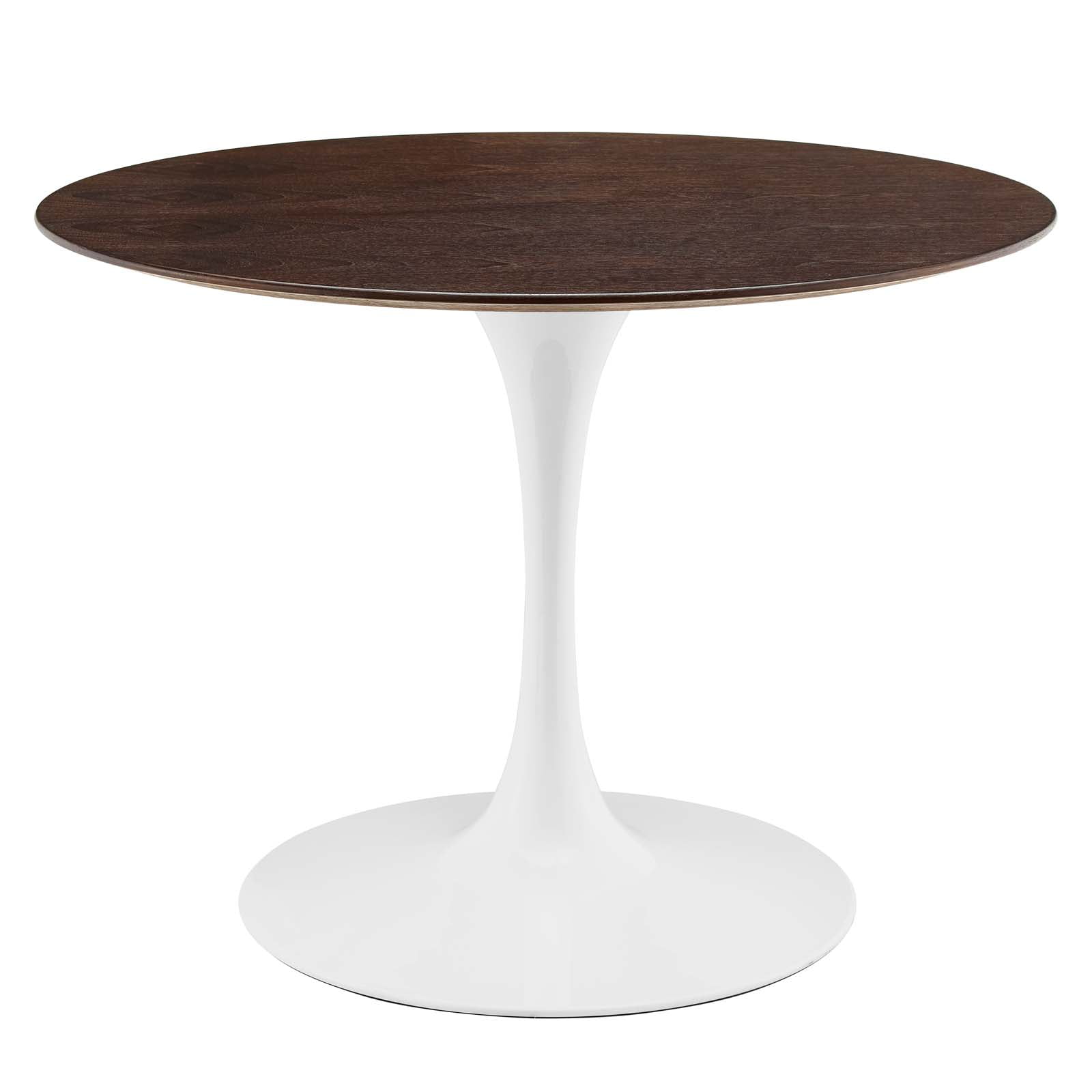 40 inch Dining Table, Round, White Walnut, Wood, Metal Steel, Modern ...