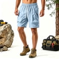 Agkizg Men's Shorts Solid Color Casual Cargo Elastic Waistband Zipper ...