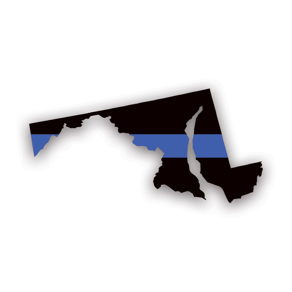 Maryland State Shaped The Thin Blue Line Sticker Decal - Self Adhesive ...