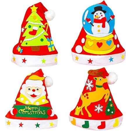 Party Hats Activity Kit, 4pcs Christmas Hats For Kids Crafts, Diy ...