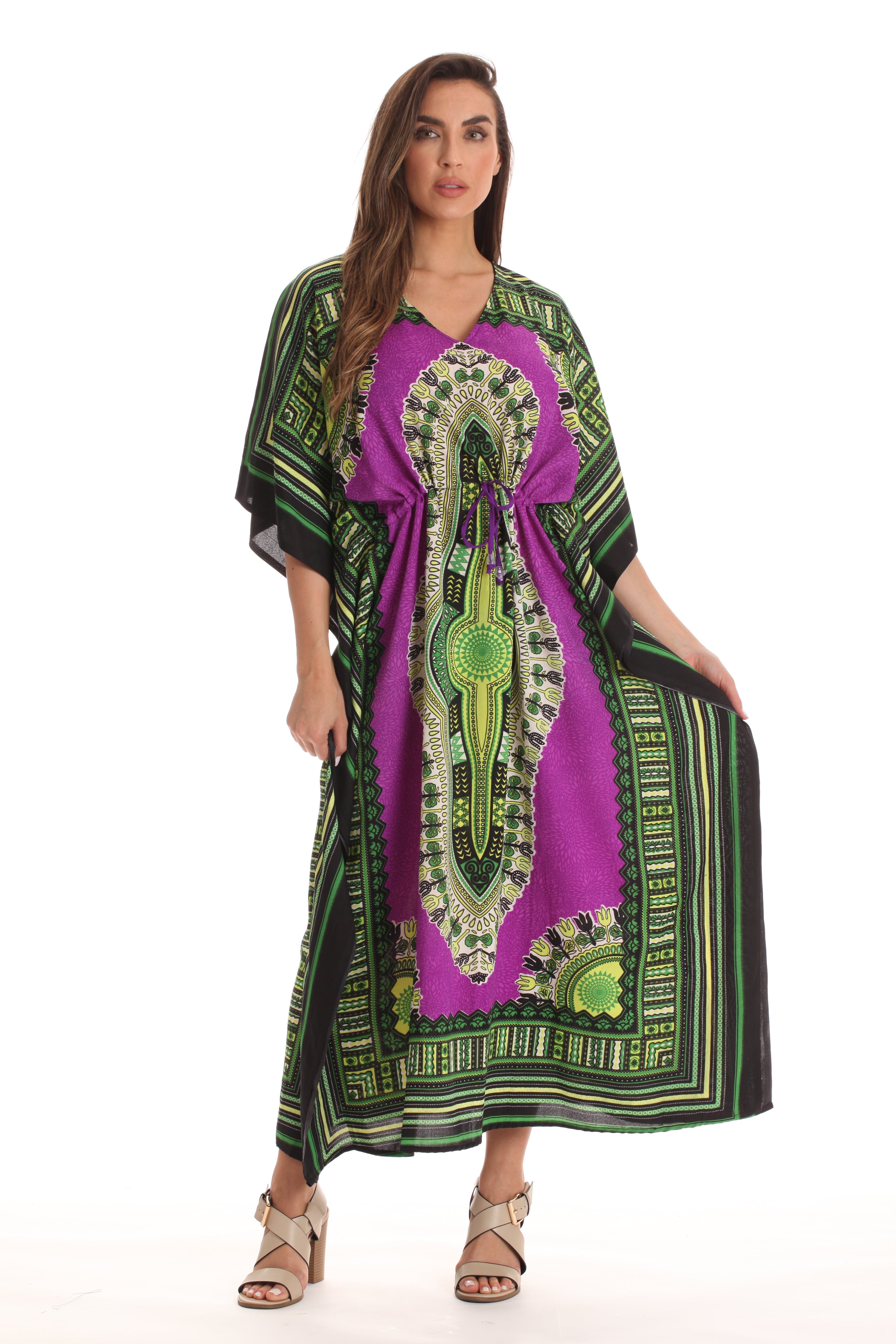 Riviera Sun Long Dashiki Caftan / Caftans for Women (Blue - Multi ...
