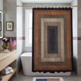 Abstract Geometric Square Shower Curtain for Bathroom, Black Brown Wood ...