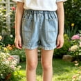 CPNG Girls Denim Shorts Elastic High Waist Rolled Denim Shorts Stylish ...