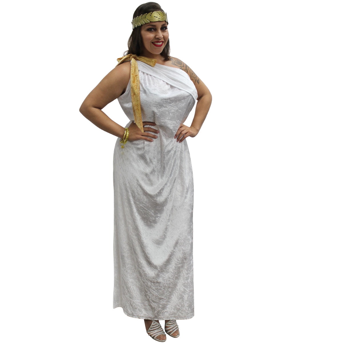 Plus Size GREEK GODDESS Halloween Costume Kit with Wig Extra Large ...