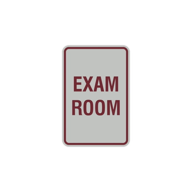 Portrait Round Exam Room Sign (Light Grey / Burgundy) - Large 6" x 8 ...